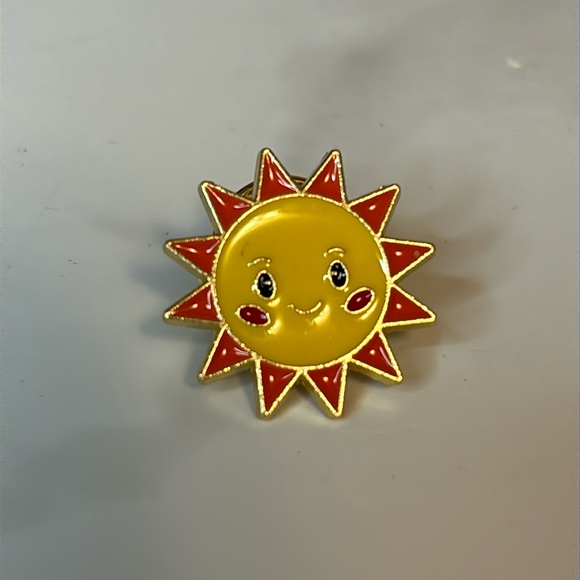 Unbranded | Jewelry | Smiling Sun Orange And Yellow Enamel Pin | Poshmark